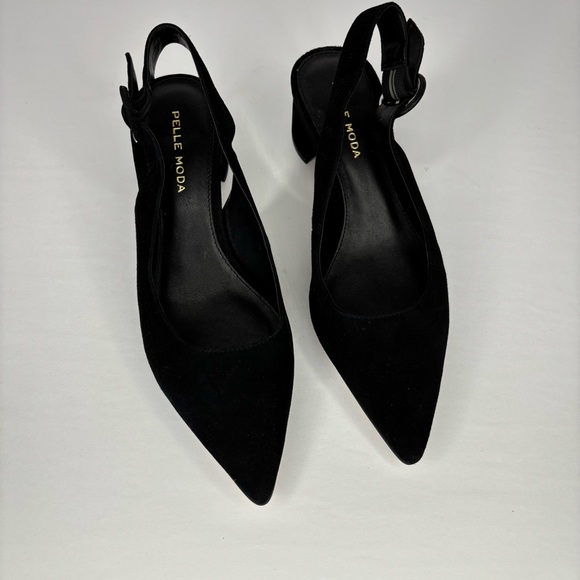 Pelle Moda | Shoes | Pelle Moda Black Suede Pointed Toe Slingback Heels ...